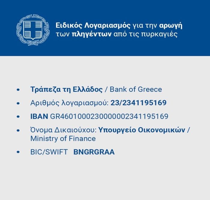 Ειδικός Λογαριασμός της Τράπεζας της Ελλάδος για τους πυρόπληκτους ...